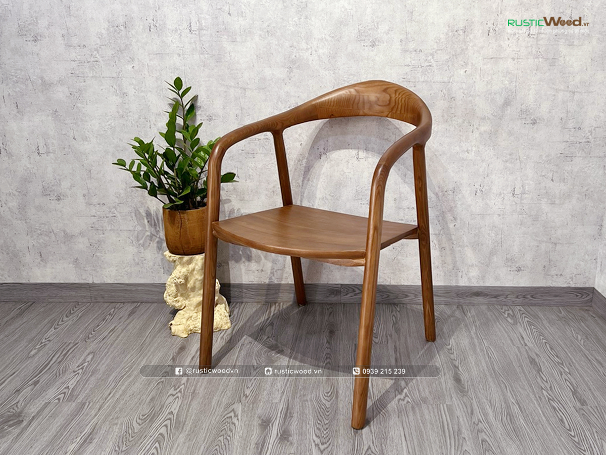 Ghế Neva Có Tay Mặt Gỗ Ash | Rustic Wood