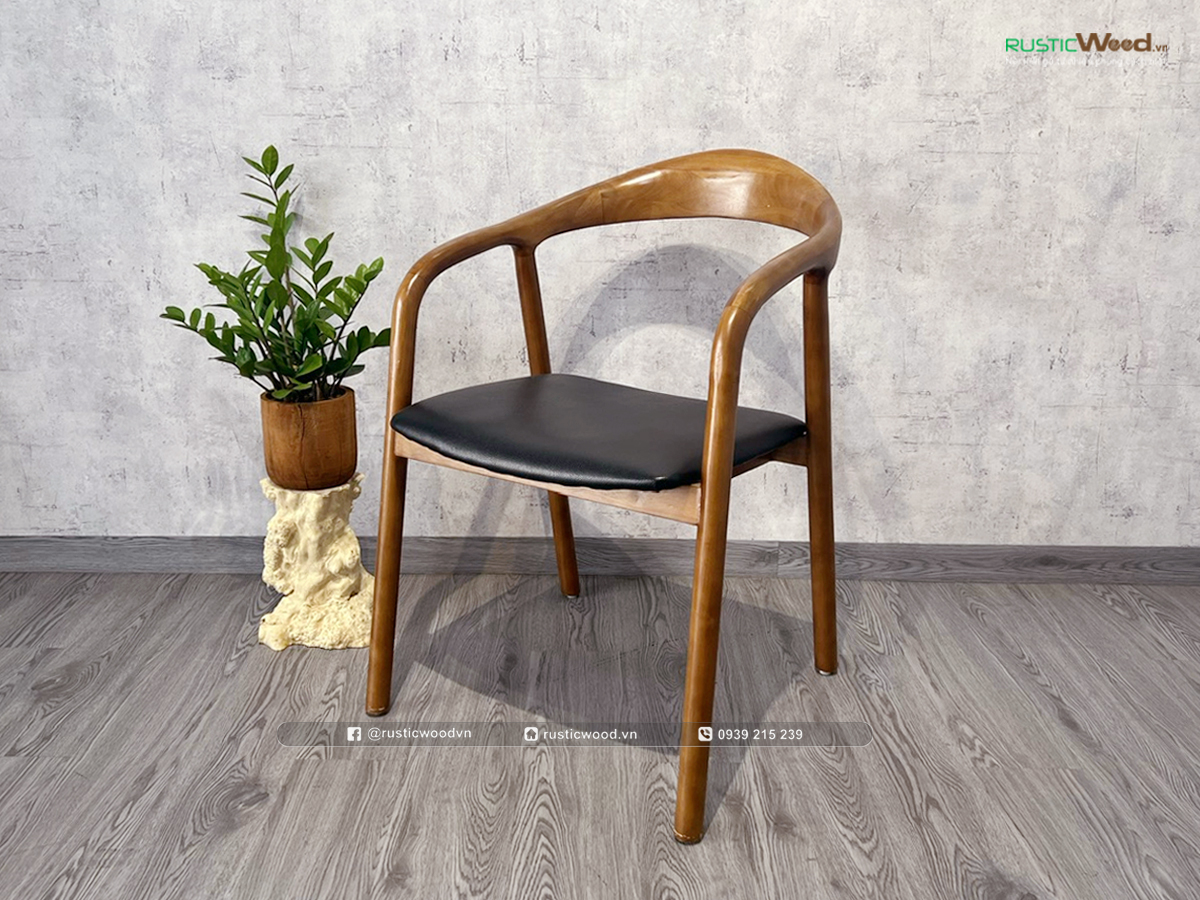 Ghế Neva Có Tay Gỗ Cao Su | Rustic Wood